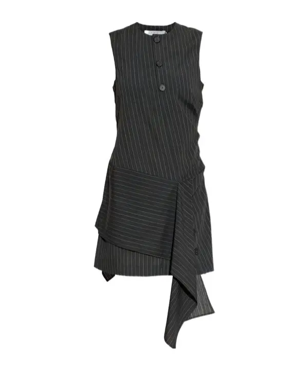 IRO PARIS Sleeveless Pinstripe Dress With Asymmetrical Draping