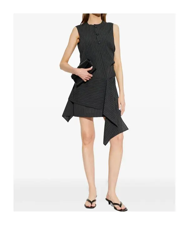 IRO PARIS Sleeveless Pinstripe Dress With Asymmetrical Draping