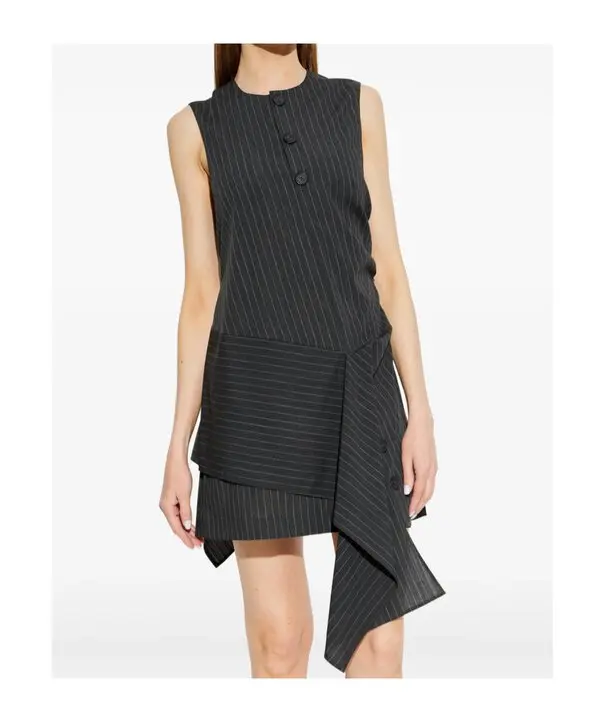 IRO PARIS Sleeveless Pinstripe Dress With Asymmetrical Draping