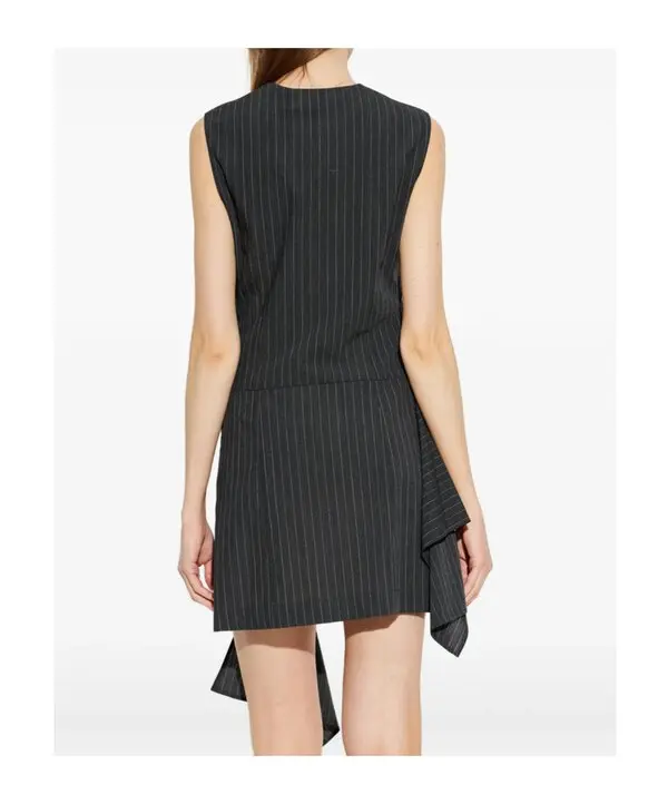 IRO PARIS Sleeveless Pinstripe Dress With Asymmetrical Draping