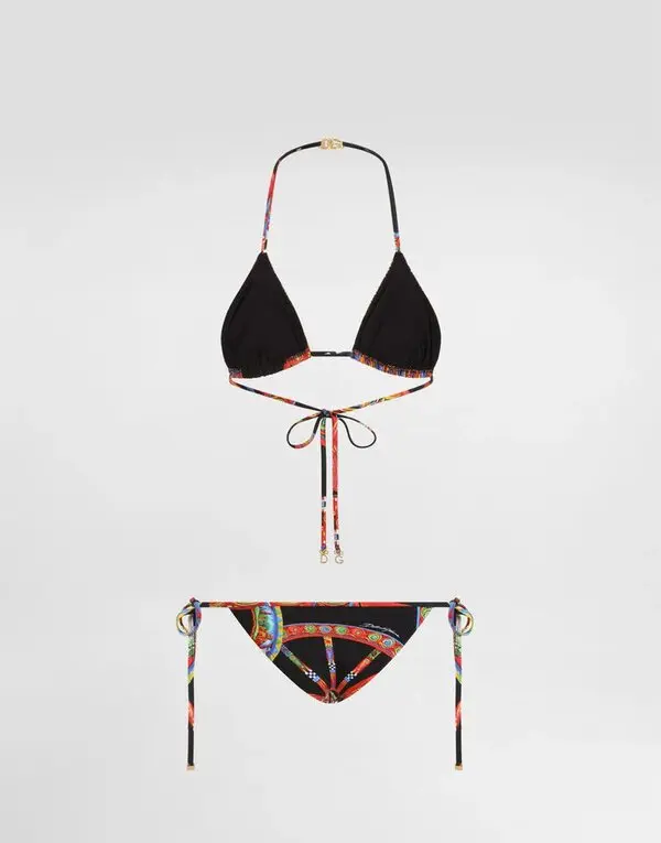 Dolce & Gabbana Carretto-print Triangle Bikini
