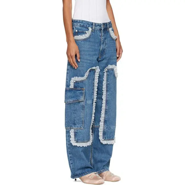 GANNI Audri Lace Jeans In Rigid Denim