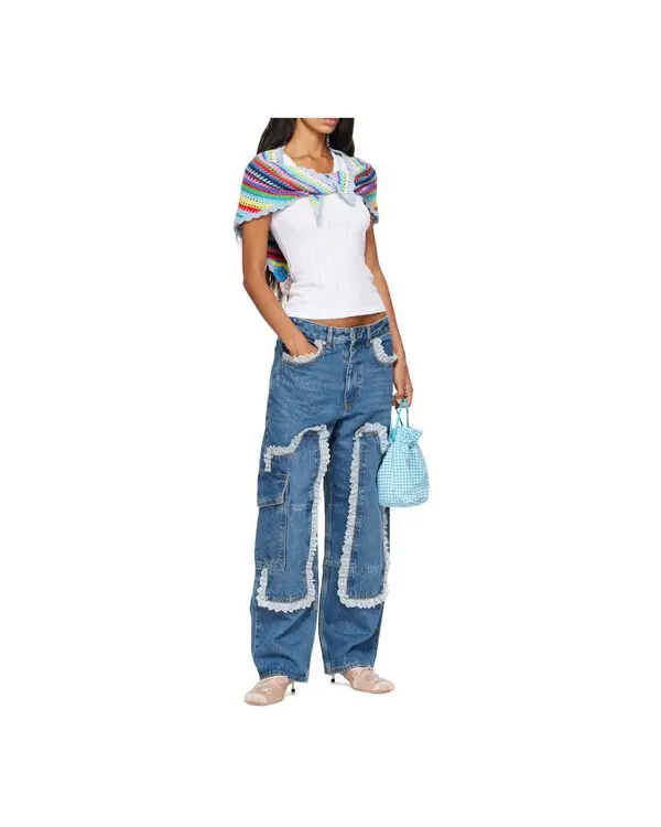 GANNI Audri Lace Jeans In Rigid Denim