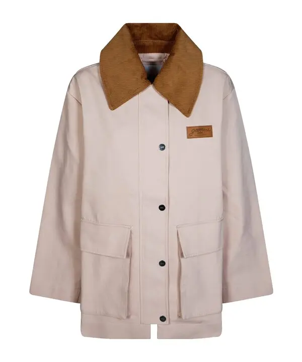 GANNI Collared Long-sleeved Casual Jacket - Nude