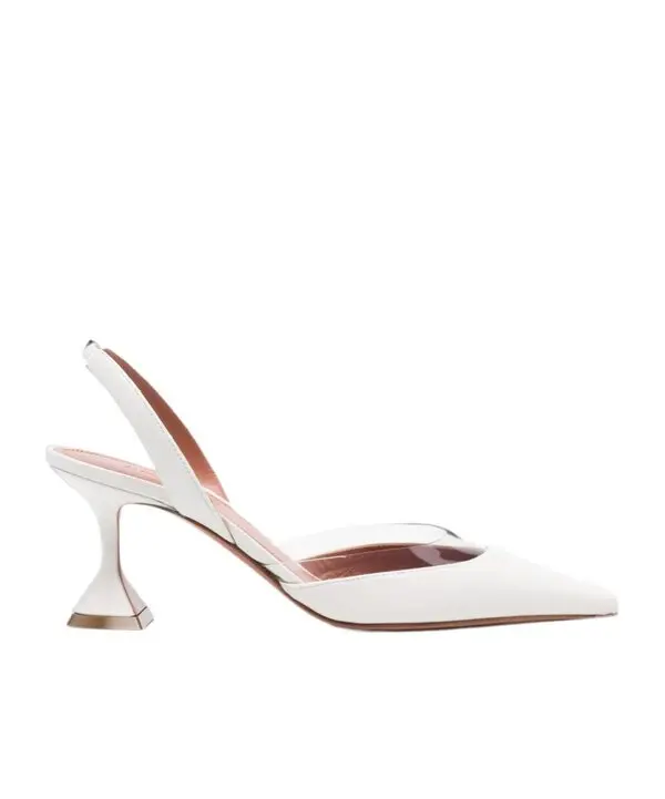 Amina Muaddi Lara Sling 70 Nappa And Transparent Pvc - White