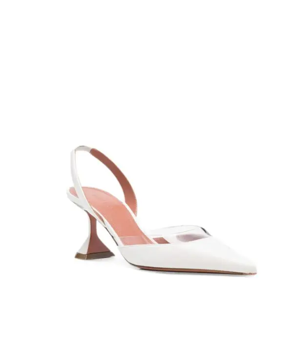 Amina Muaddi Lara Sling 70 Nappa And Transparent Pvc - White