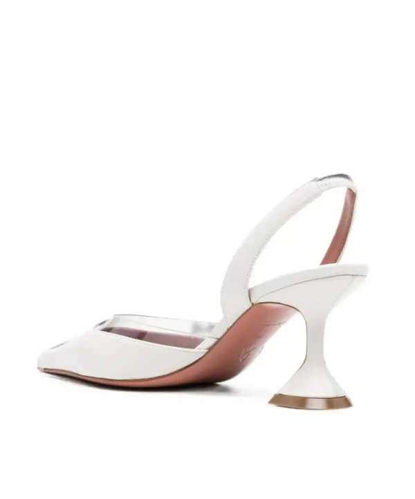 Amina Muaddi Lara Sling 70 Nappa And Transparent Pvc - White