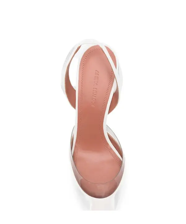 Amina Muaddi Lara Sling 70 Nappa And Transparent Pvc - White