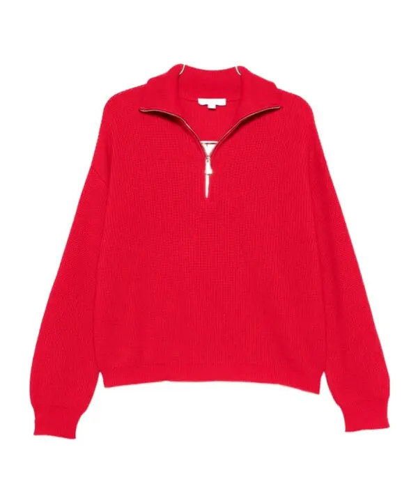 Malo Ribbed-knit Half-zip Sweater - Red
