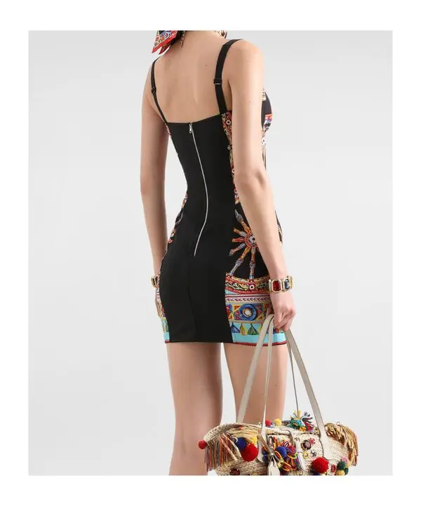 Dolce & Gabbana Carretto-printed Mini Charmeuse Dress
