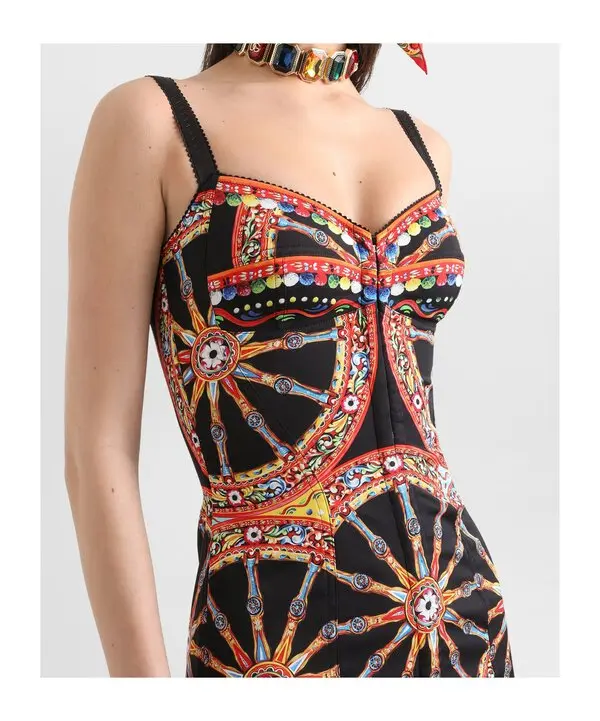 Dolce & Gabbana Carretto-printed Mini Charmeuse Dress