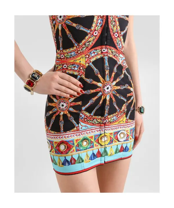 Dolce & Gabbana Carretto-printed Mini Charmeuse Dress