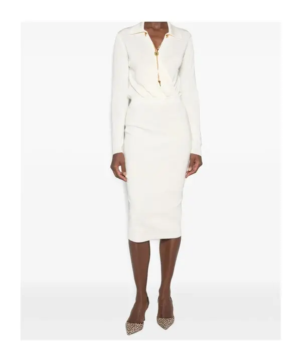 Elisabetta Franchi Long-sleeve Midi Dress With Gold-tone Padlock Detail