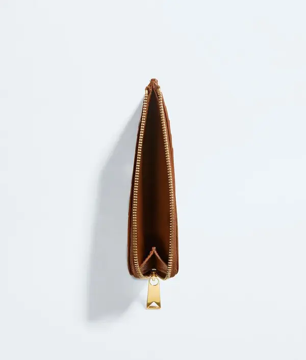 Bottega Veneta Intrecciato L-zipped Card Case - Tannin