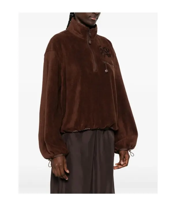 Cecilie Bahnsen High Neck Zip-up Jacket With Drawstring Hem