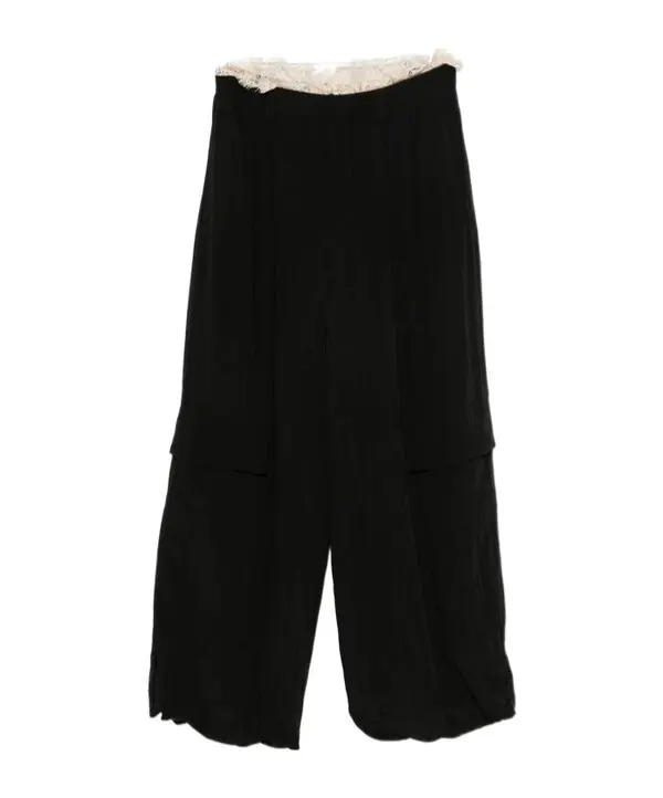 Sea Lace-trimmed Trousers - Black
