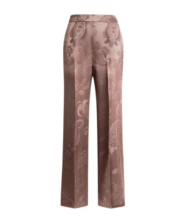 Etro Jacquard Trousers With Floral Paisley Motif - Brown