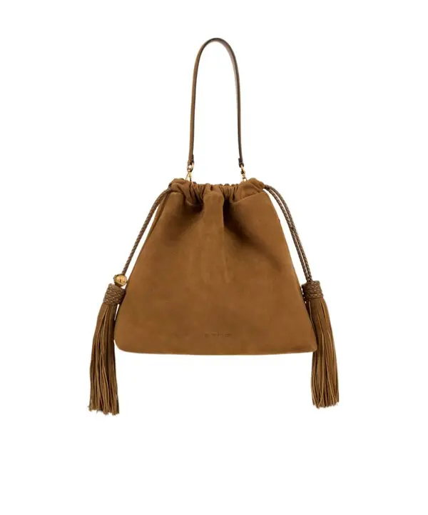 Etro Medium Suede Kalispera Bag With Patch And Tassels