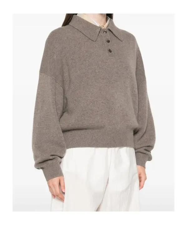 LISA YANG Knitted Polo Shirt With Button Fastening And Ribbed Trims