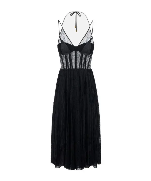 Elisabetta Franchi Dress In Floral Lace - Black