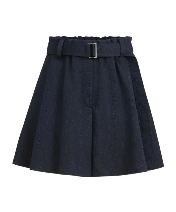 Brunello Cucinelli Virgin Wool Crêpe Chevron Skirt-pants With Monili