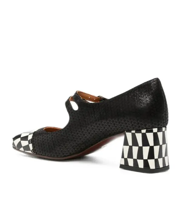 Chie Mihara Volcano Check-pattern Double-strap Pumps