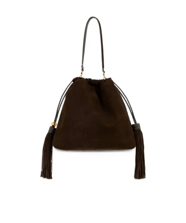 Etro Medium Suede Kalispera Bag With Patch And Tassels