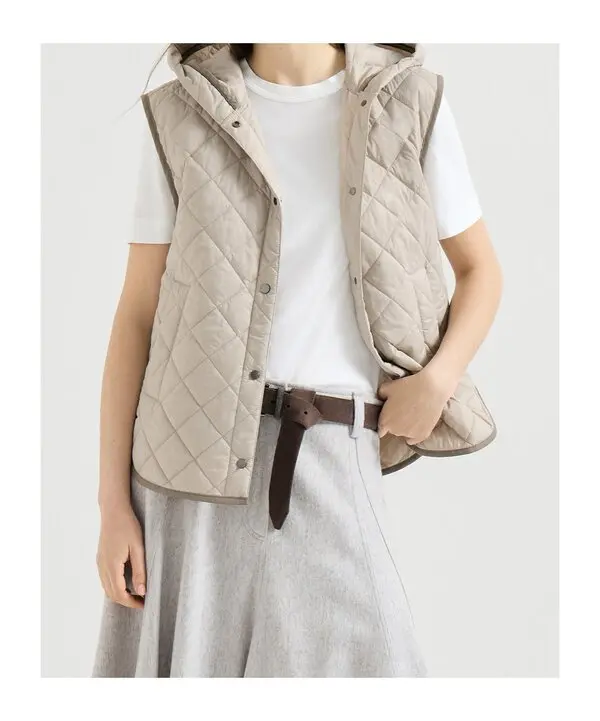 Brunello Cucinelli Lightweight Matte Nylon Quilted Vest With Thermore Padding And Hood