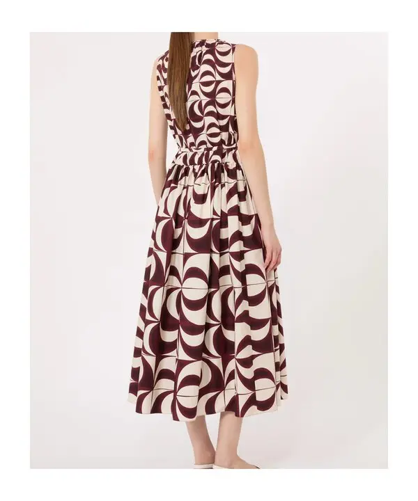 Max Mara Sleeveless Round Neck Printed Maxi Dress - Red