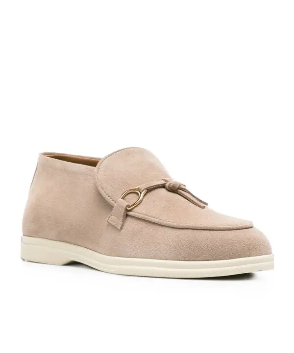 HENDERSON BARACCO Suede Horsebit Casual Shoes - Beige