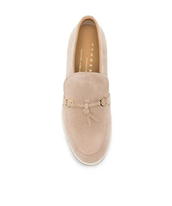 HENDERSON BARACCO Suede Horsebit Casual Shoes - Beige