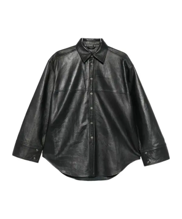 HAIKURE Long-sleeve Shirt-style Leather Jacket