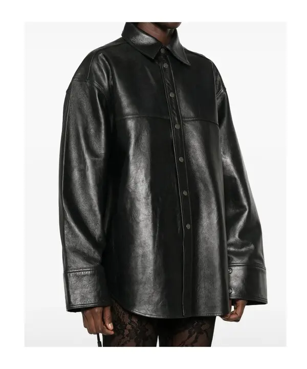 HAIKURE Long-sleeve Shirt-style Leather Jacket