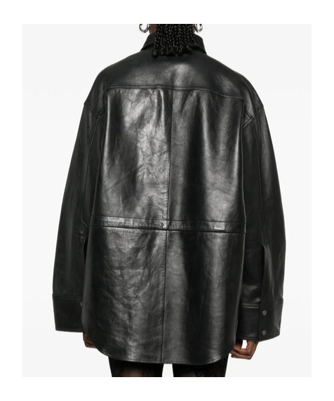 HAIKURE Long-sleeve Shirt-style Leather Jacket
