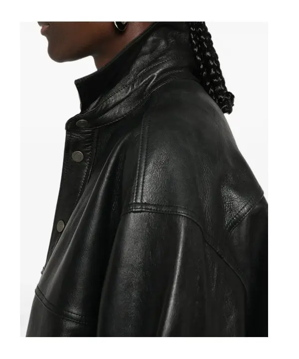 HAIKURE Long-sleeve Shirt-style Leather Jacket