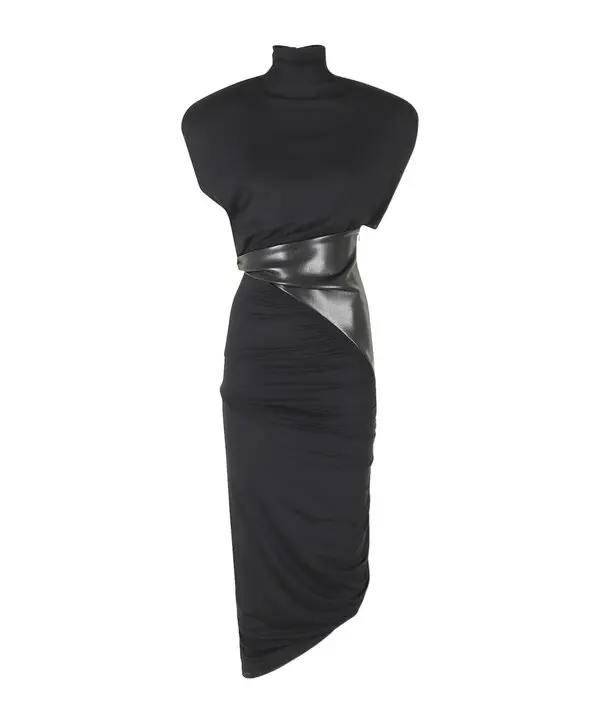 Andamane Draped Midi Dress - Black