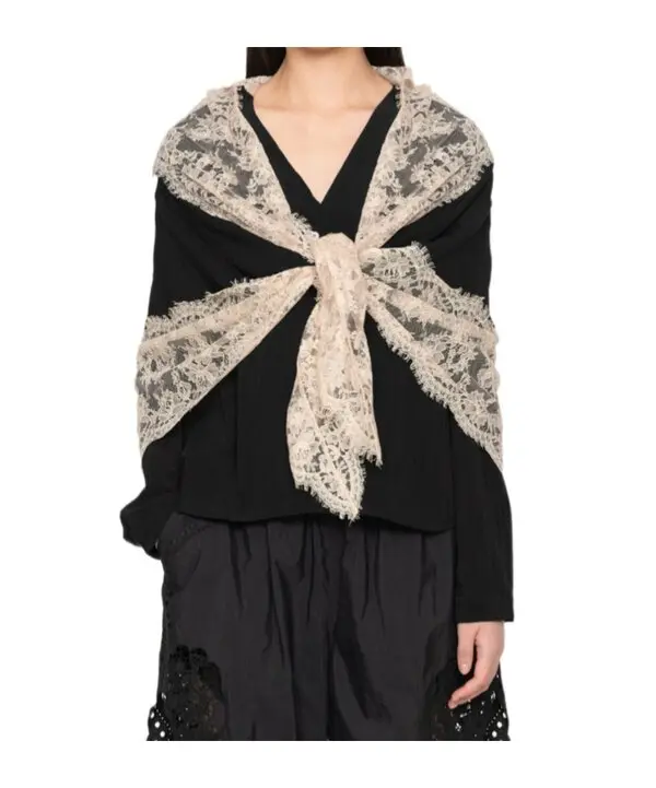 Sea Lace-trim Blouse - Black