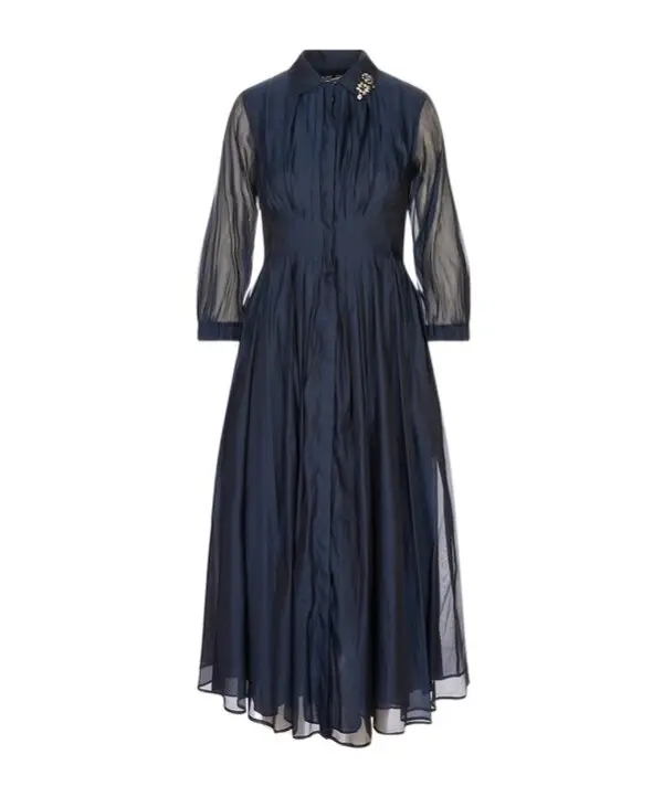 Max Mara Collared Long-sleeved Dress - Black