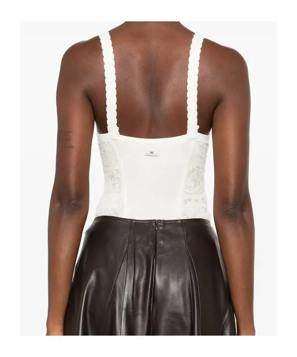 Elisabetta Franchi Lace-panelled V-neck Sleeveless Top
