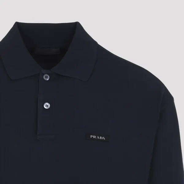 Prada Logo Patch Long-sleeve Polo Shirt