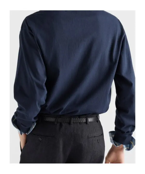 Prada Logo Patch Long-sleeve Polo Shirt