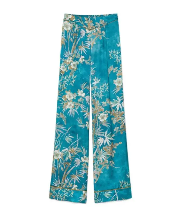 FORTE_FORTE Le Bambou Secret Satin Flared Trousers Jade - Topaz