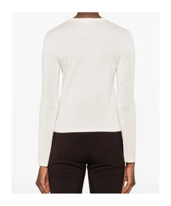 Max Mara Crew Neck Long-sleeve Knitwear With Ribbed Trim