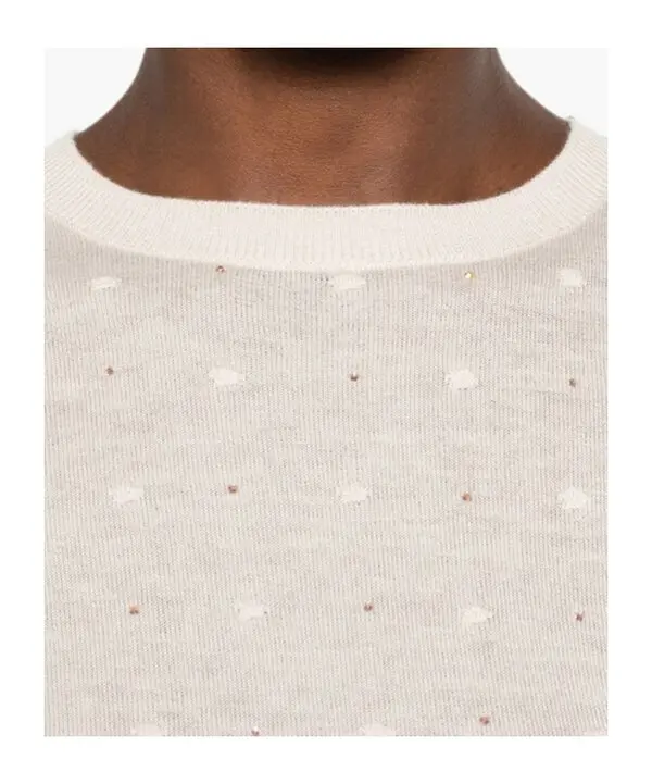 Max Mara Crew Neck Long-sleeve Knitwear With Ribbed Trim