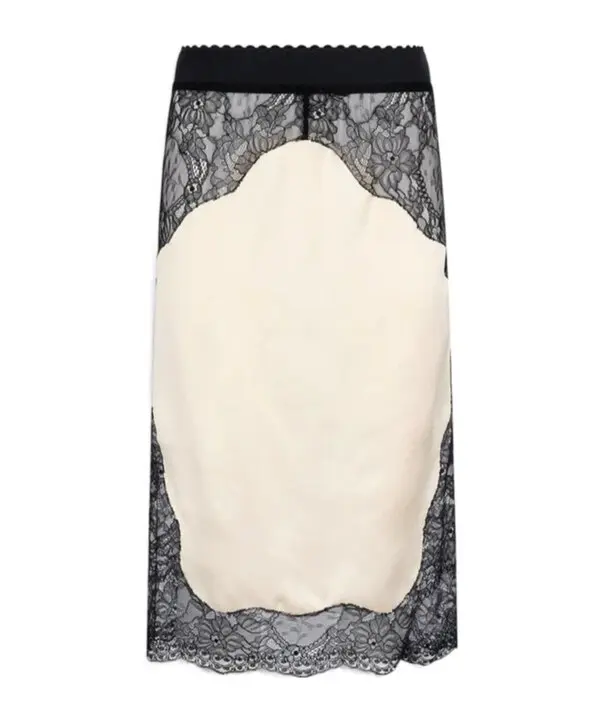 Attico Black And Ivory Midi Skirt - Black/ivory