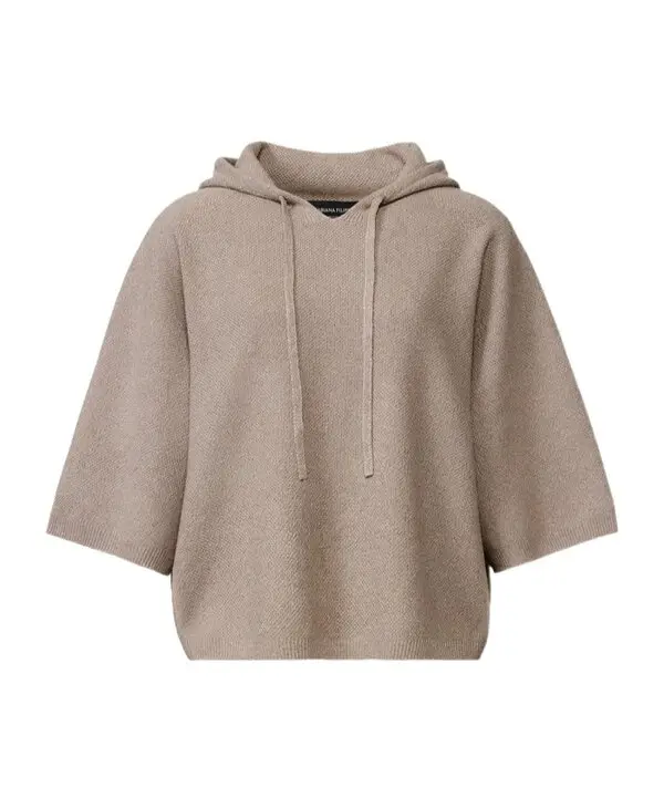 Fabiana Filippi Knitted Hoodie With Metallic Effect - Taupe