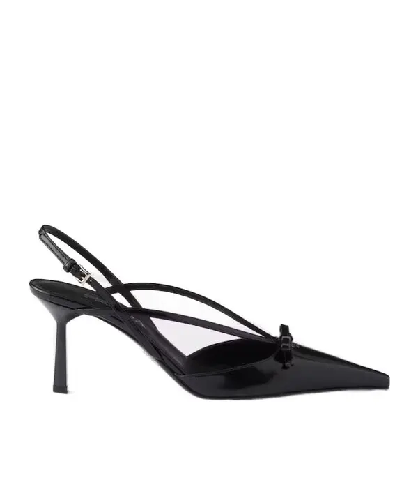 Prada Brushed-leather Slingback Pumps - Black