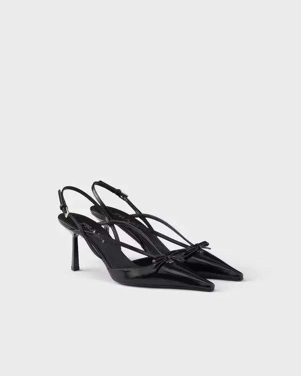 Prada Brushed-leather Slingback Pumps