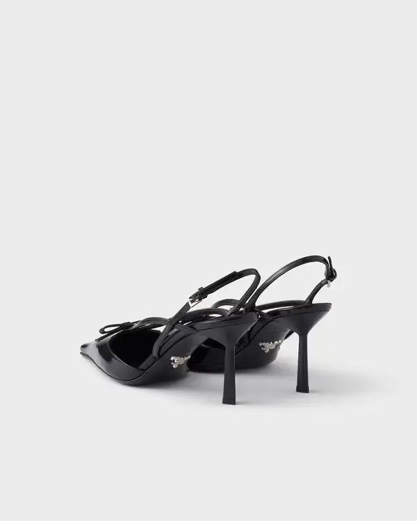 Prada Brushed-leather Slingback Pumps