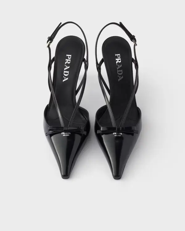Prada Brushed-leather Slingback Pumps